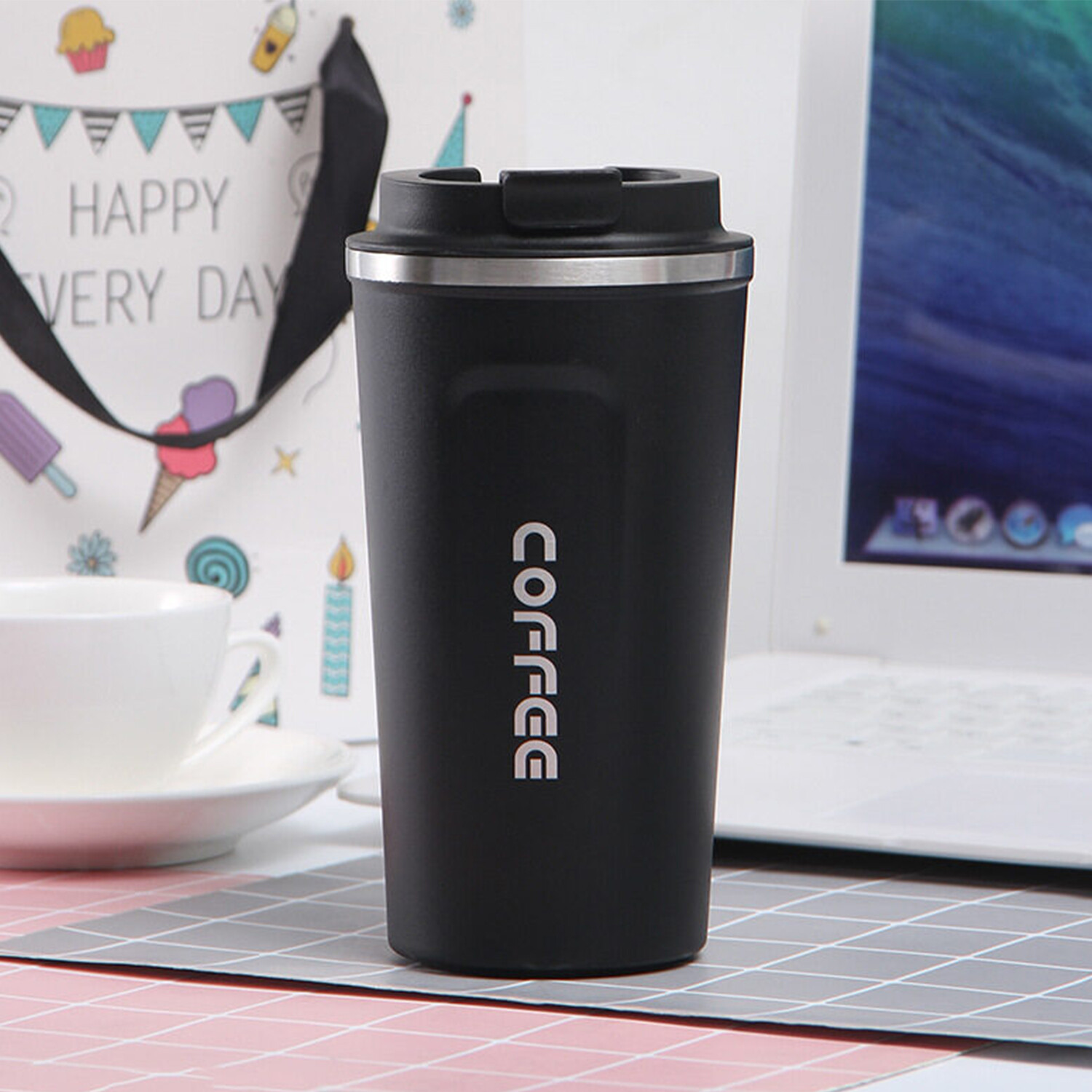 Vaso Térmico Coffee Mug 510 Ml Con Tapa Café Té Taza Jarra - Variante Color Negro — Atrix