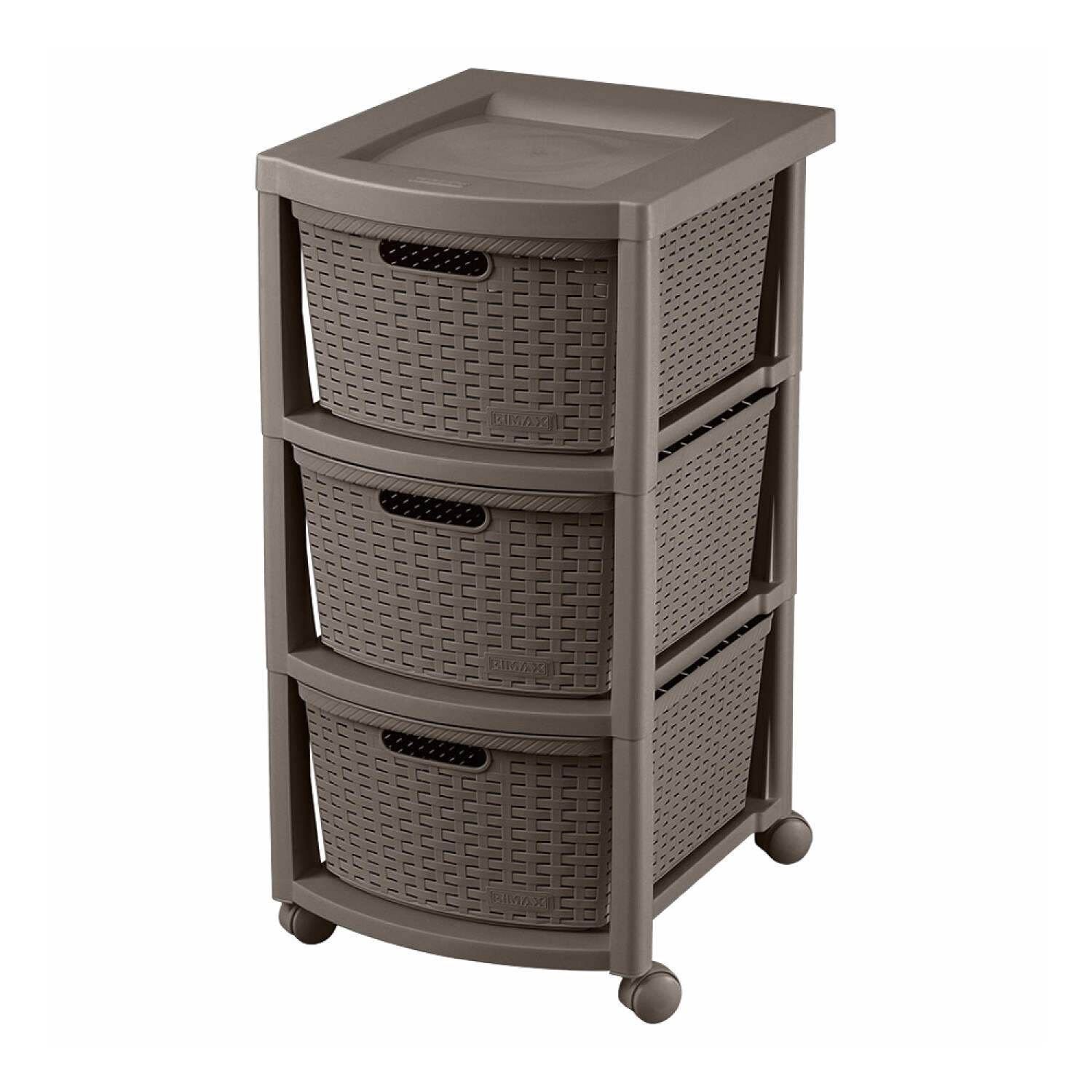 Cajonera Organizador Gavetero Símil Rattan 3 Cajones Rimax - Mocca — HTS