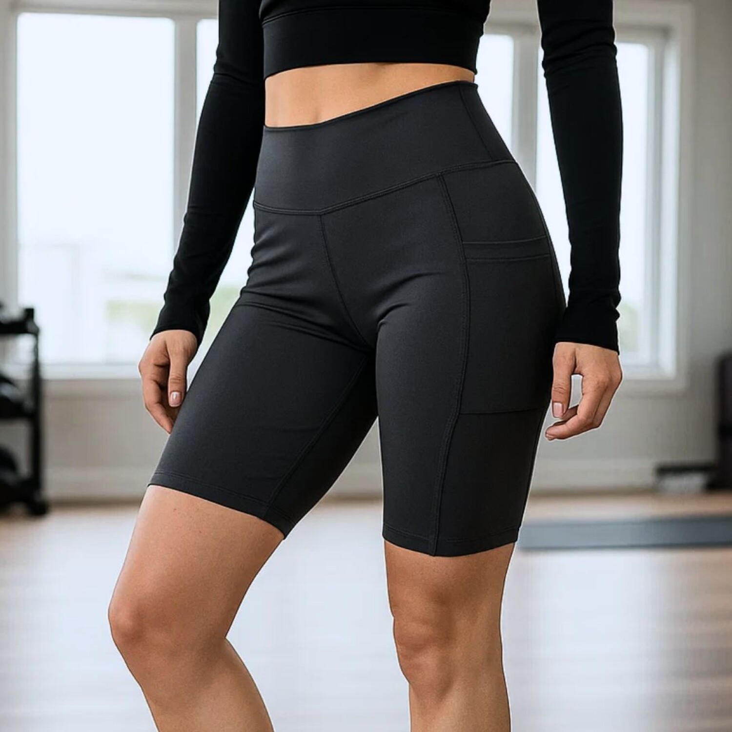 CALZA CICLISTA - BIKER CON BOLSILLOS SUPLEX - NEGRO — Todolandia