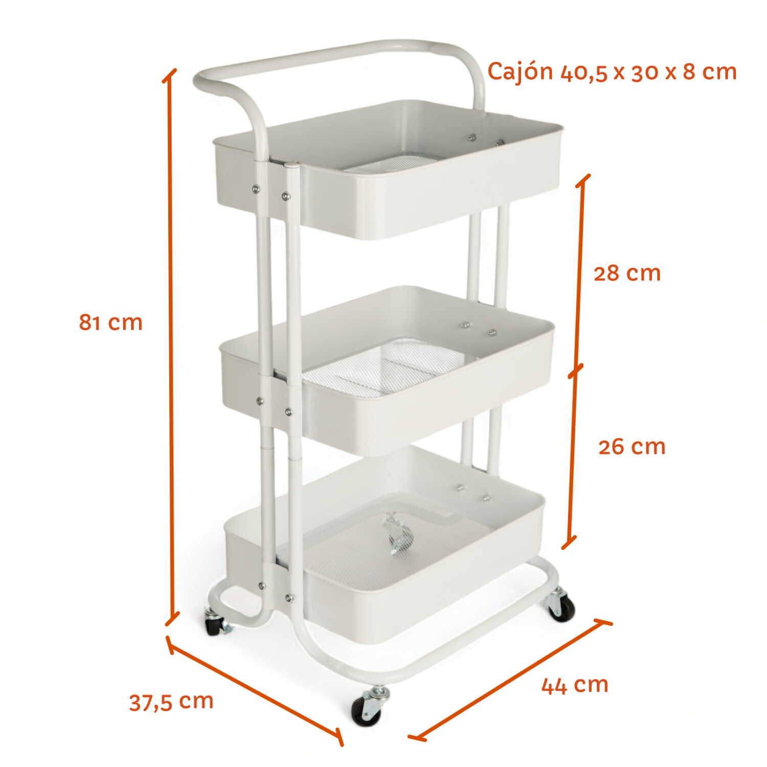 Carrito Rack Multiusos Organizador 3 Estantes 100% Metal — Casa practica