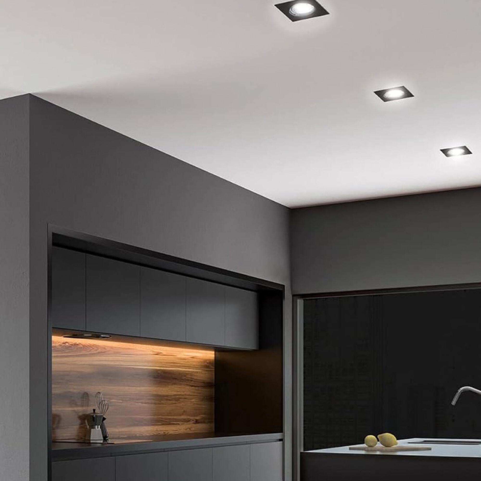 Aro Empotrable Fijo Cuadrado Negro Mate Montana — Serlux